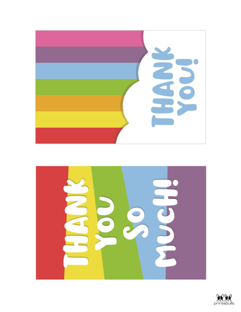 150+ Printable Thank You Cards - FREE | Printabulls