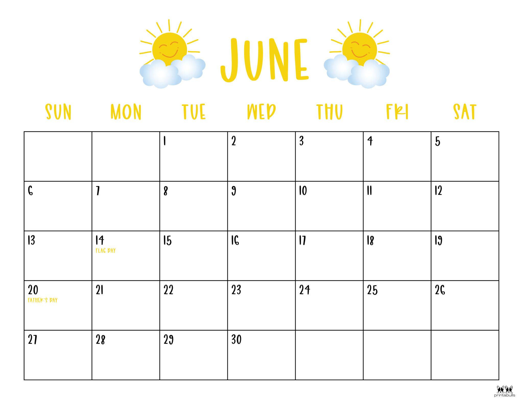 June 2021 Calendars - 15 Free Printables | Printabulls