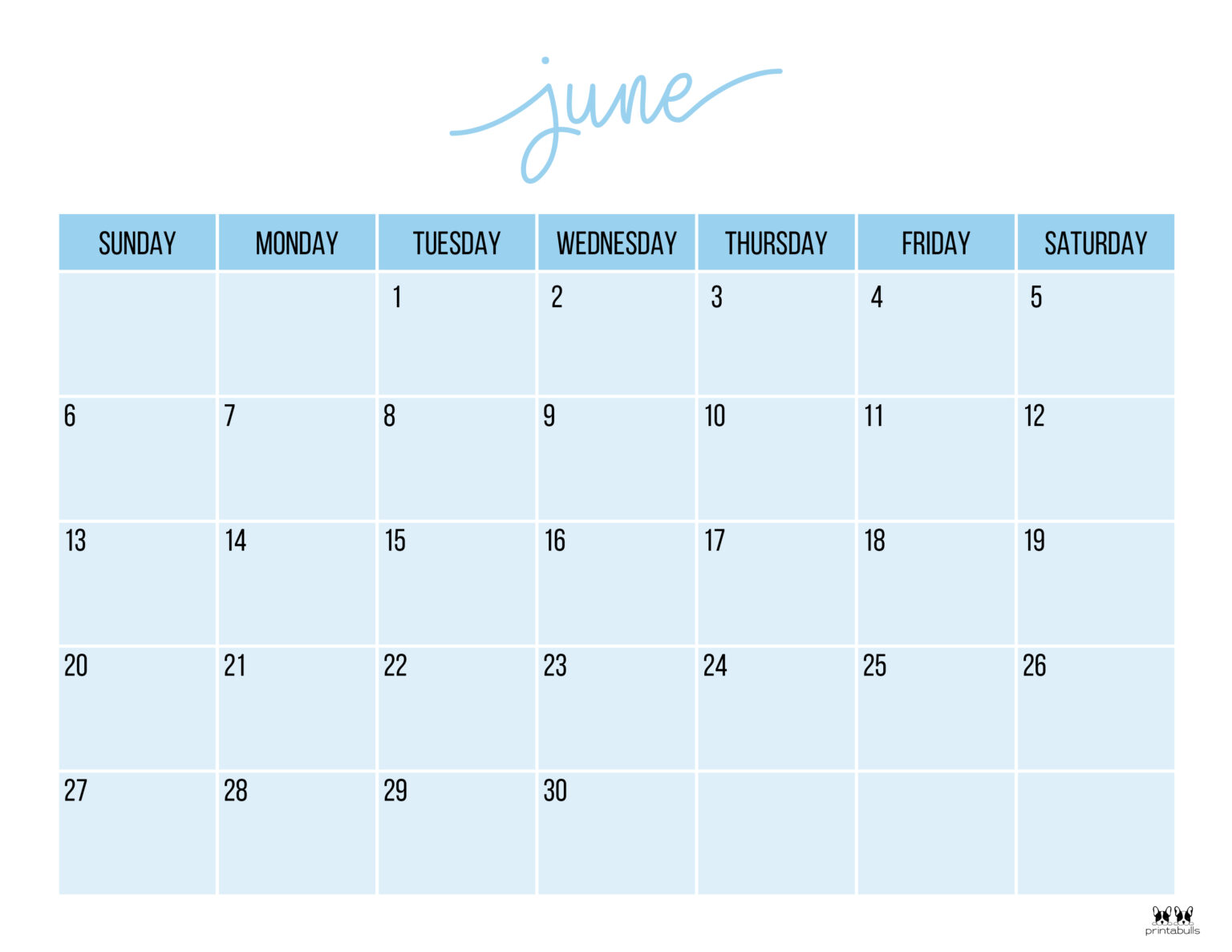June 2021 Calendars - 15 Free Printables | Printabulls