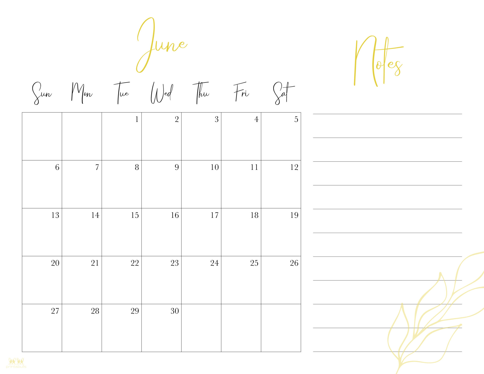 June 2021 Calendars - 15 Free Printables | Printabulls