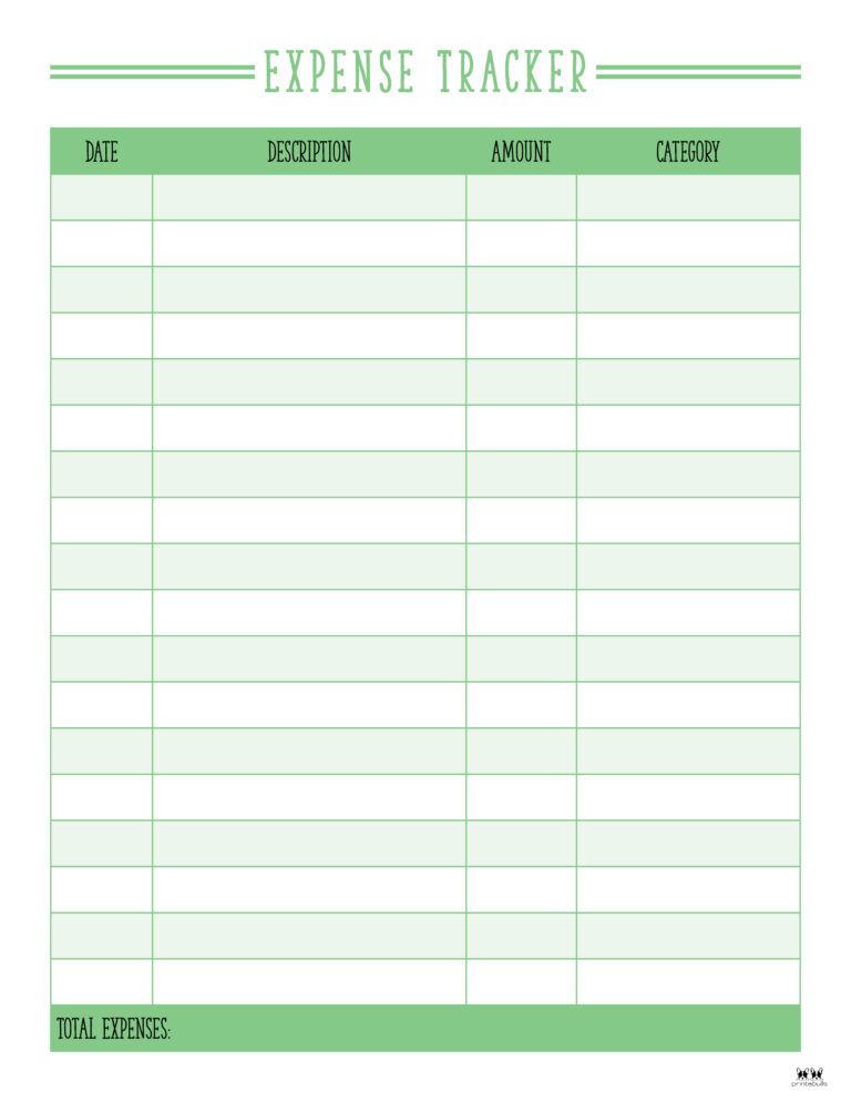Expense Tracker Printables - 25 FREE Options | Printabulls