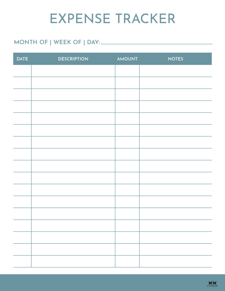 Expense Tracker Printables - 20 FREE Options - PrintaBulk