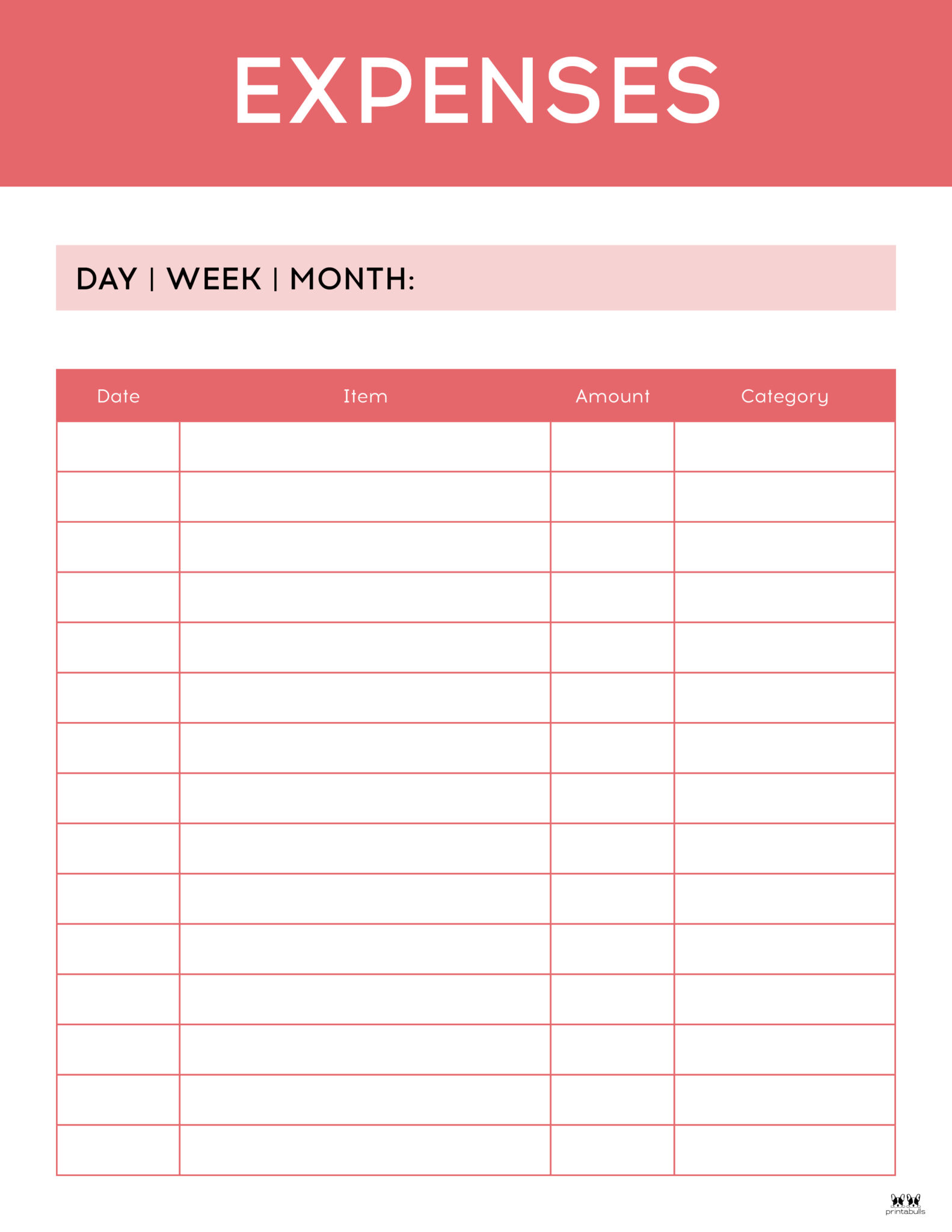 Expense Tracker Printables - 25 FREE Options | Printabulls