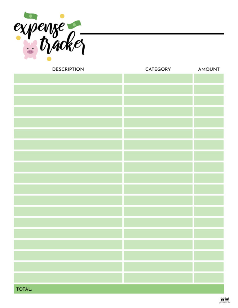 Expense Tracker Printables - 25 FREE Options | Printabulls