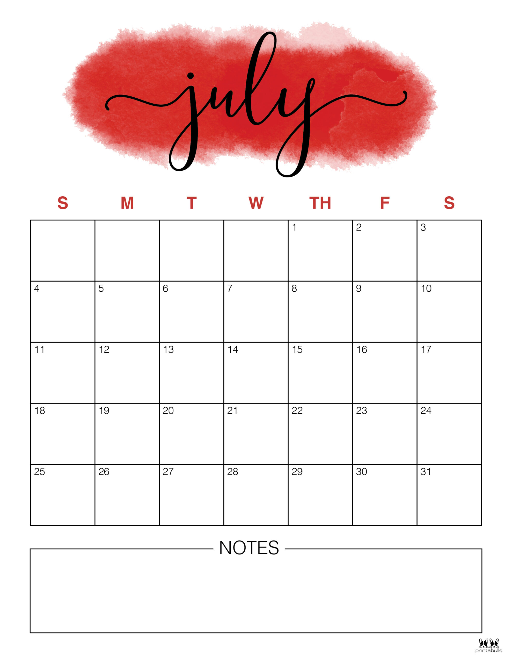 July 2021 Calendars - 15 Free Printables | Printabulls