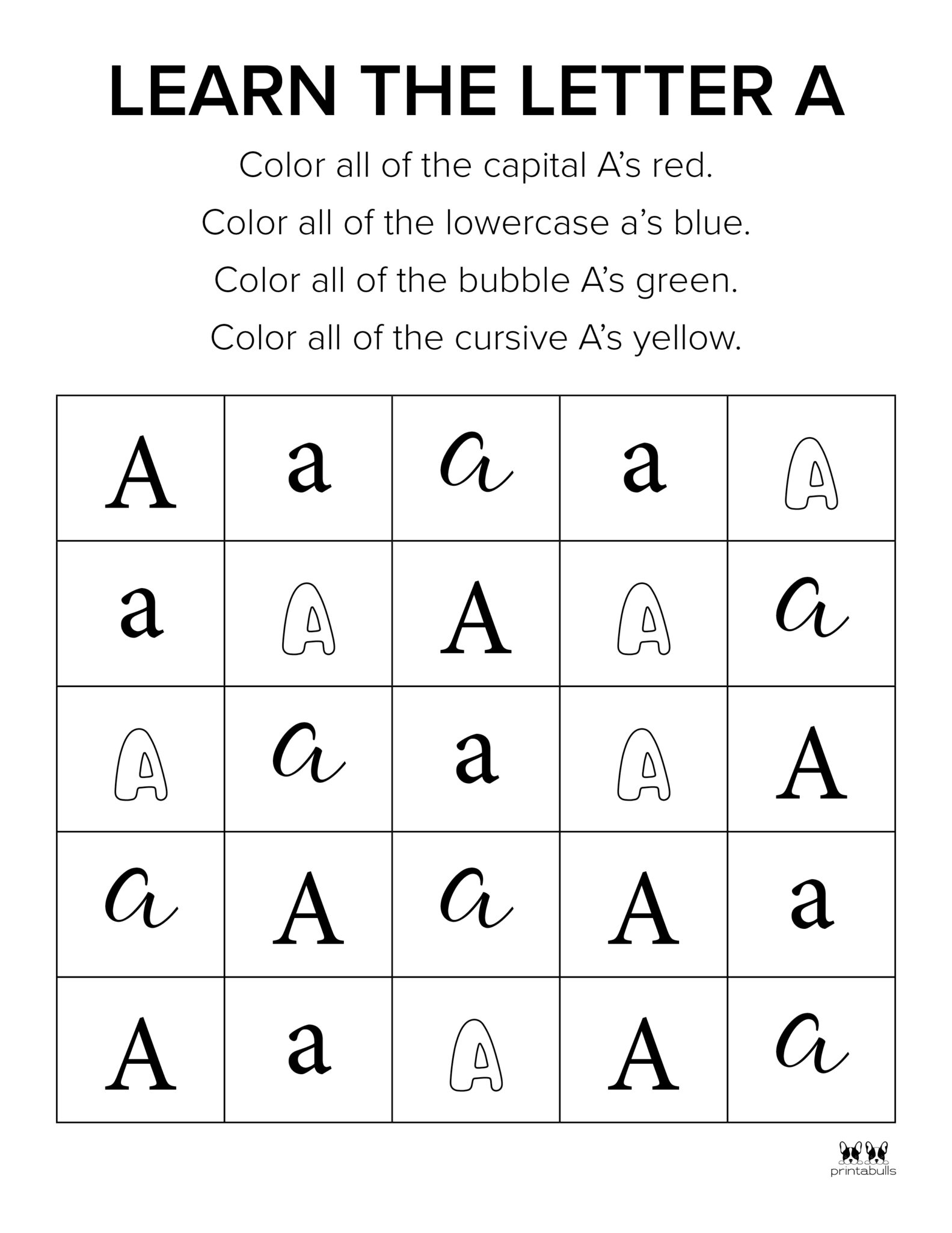 Letter A Worksheets - 50 FREE Printables | Printabulls