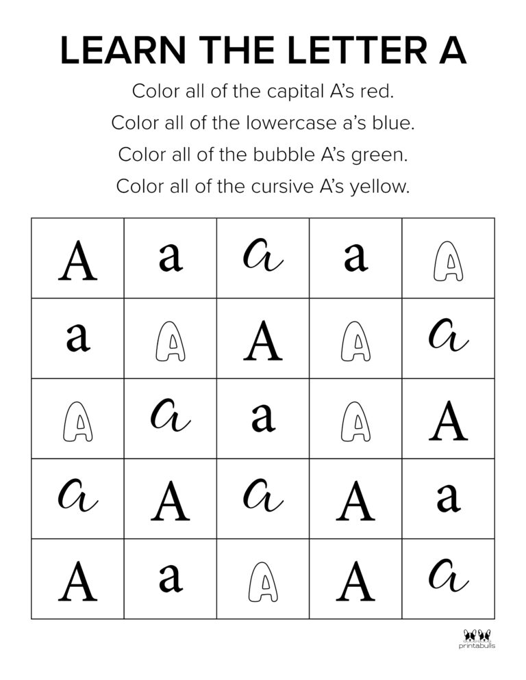 Letter A Worksheets - 50 FREE Printables | Printabulls