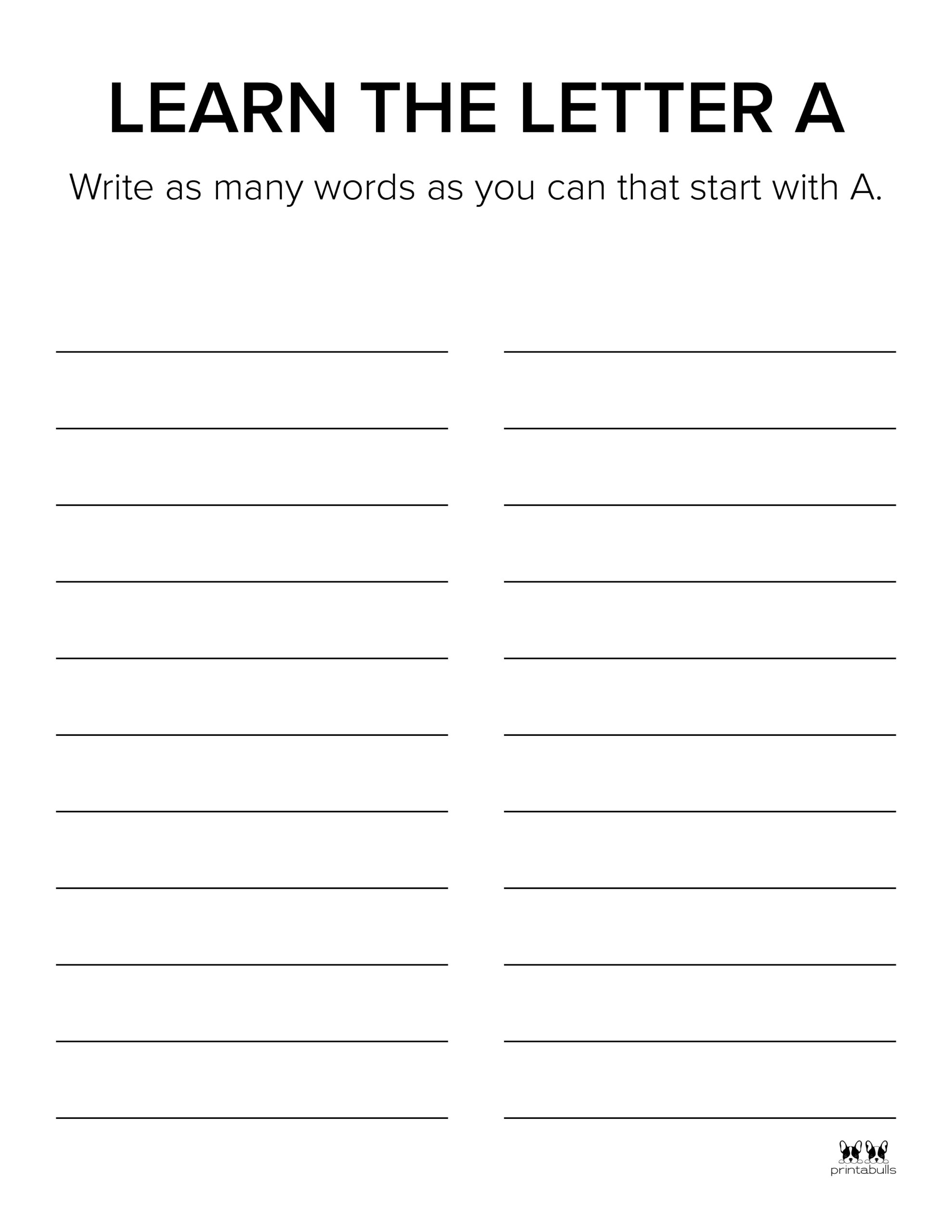 Letter A Worksheets - 50 FREE Printables | Printabulls
