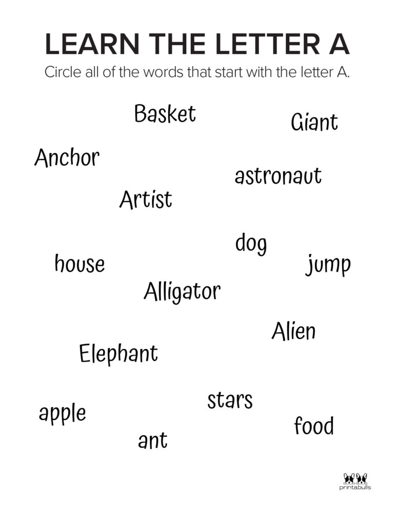 Letter A Worksheets - 50 FREE Printables | Printabulls