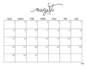 August 2021 Calendars - 15 Free Printables | Printabulls
