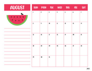 August 2021 Calendars - 15 Free Printables | Printabulls
