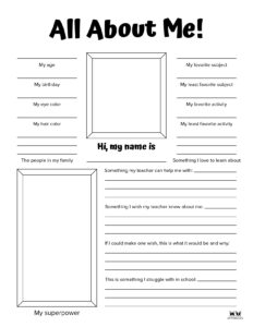 All About Me Printable Worksheets - 50 FREE Printables | Printabulls