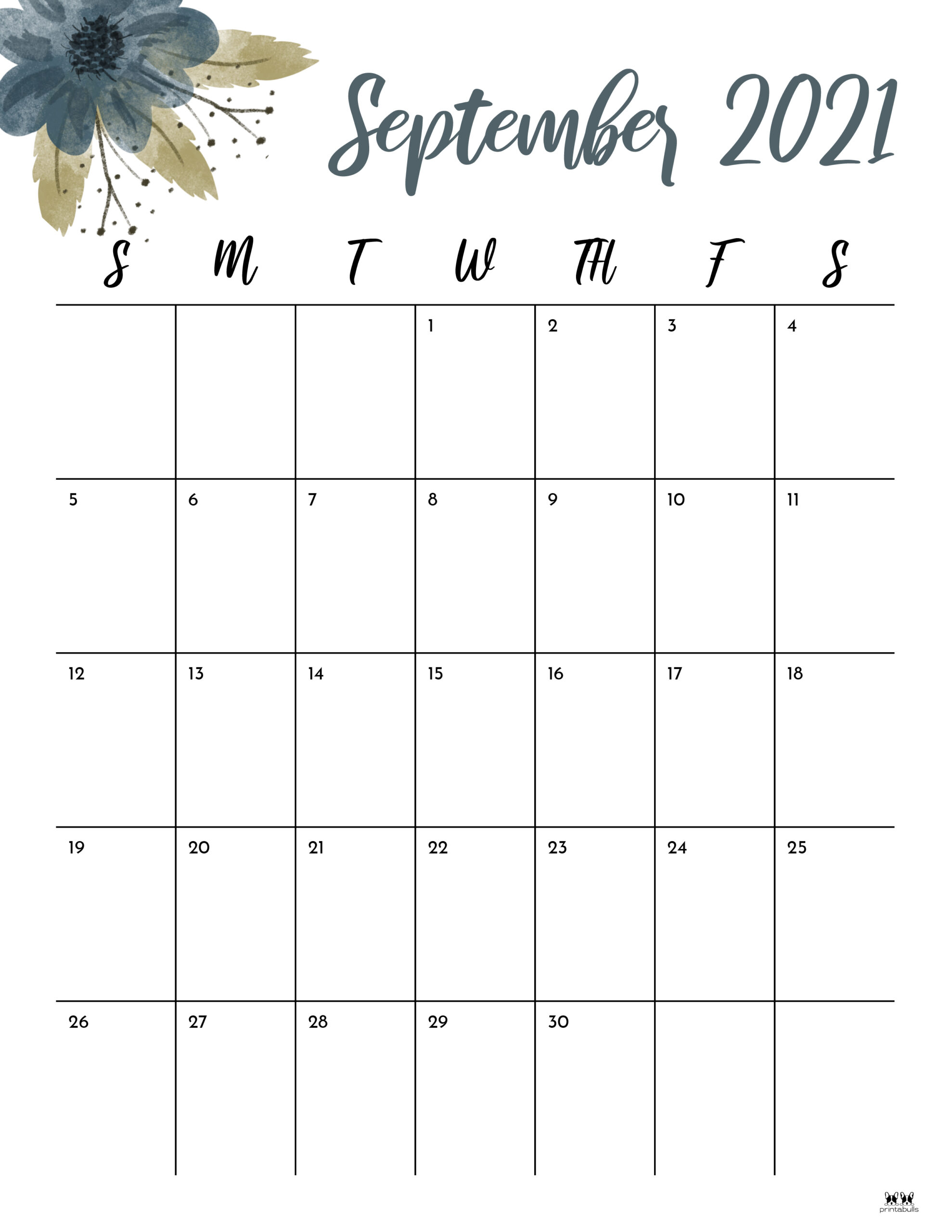 September 2021 Calendars - 15 Free Printables | Printabulls