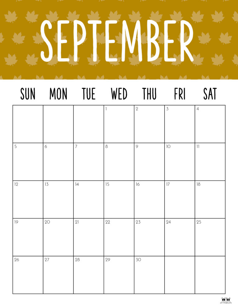 September 2021 Calendars - 15 Free Printables | Printabulls