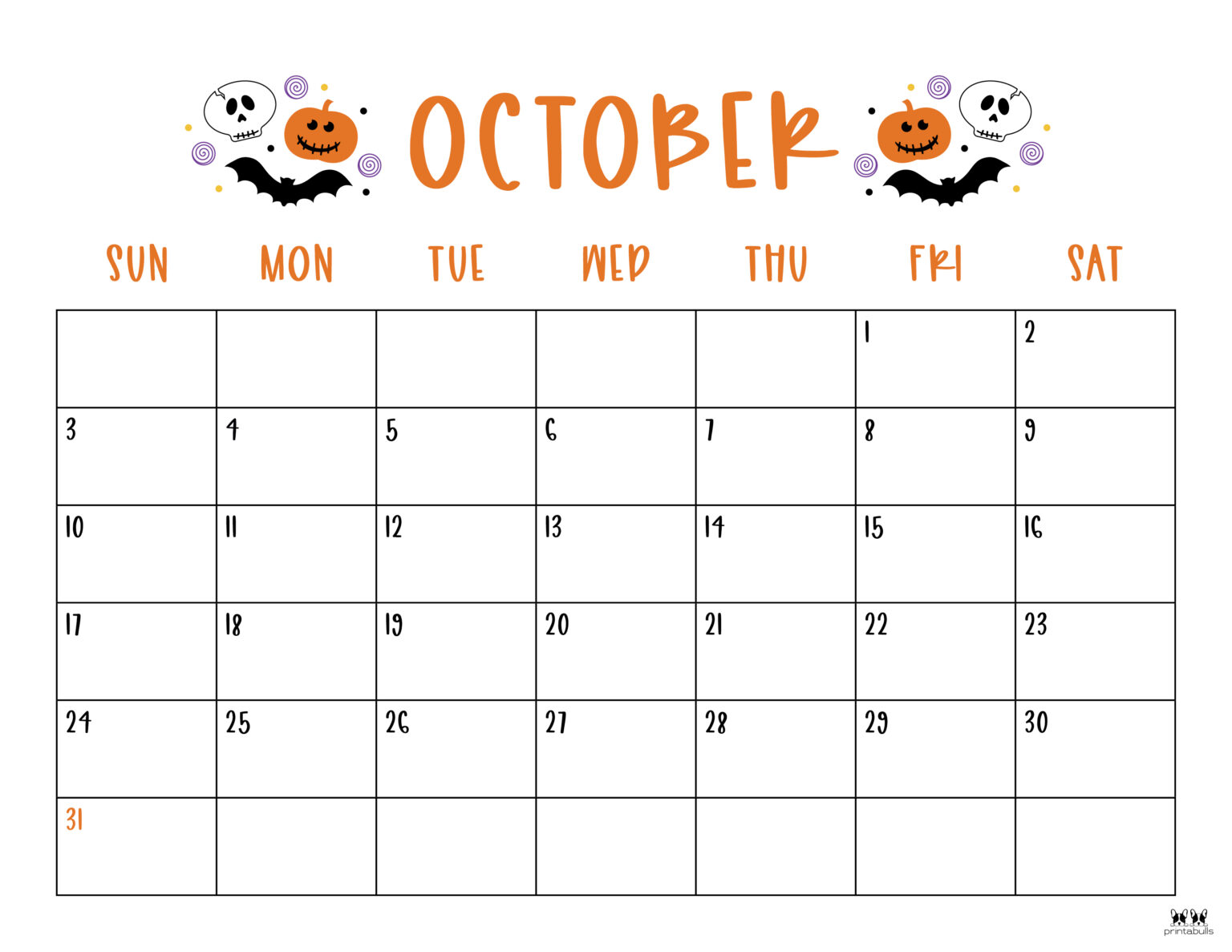 October 2021 Calendars - 15 FREE Printables | Printabulls