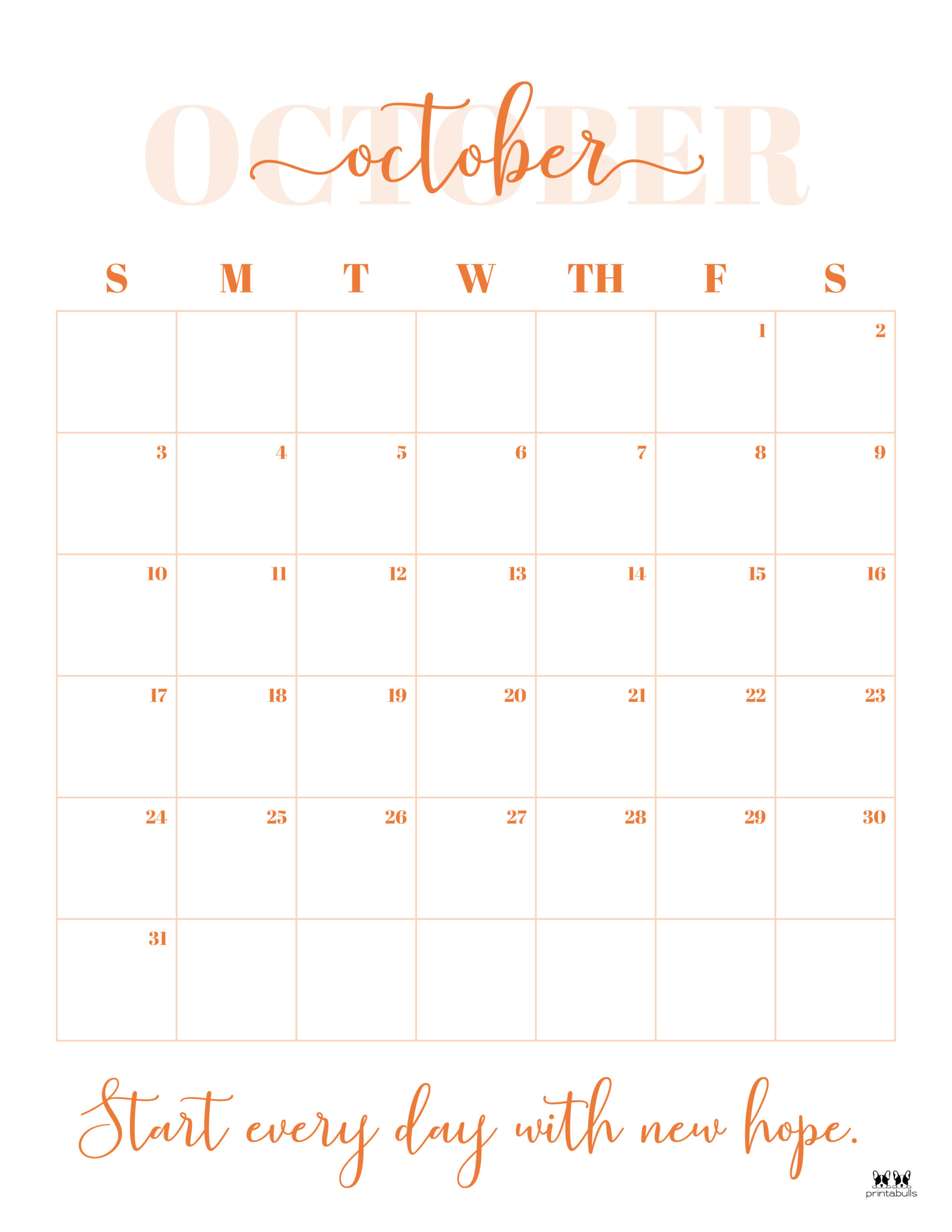 October 2021 Calendars - 15 FREE Printables | Printabulls