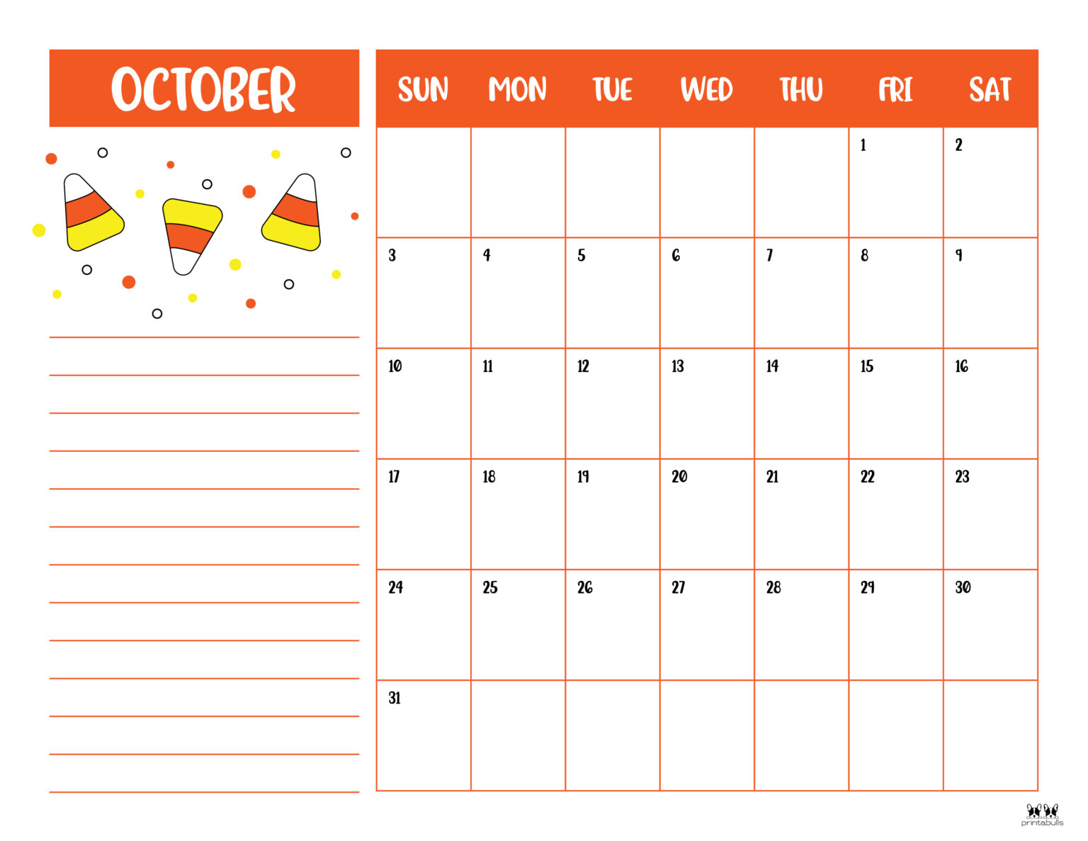 October 2021 Calendars - 15 FREE Printables | Printabulls