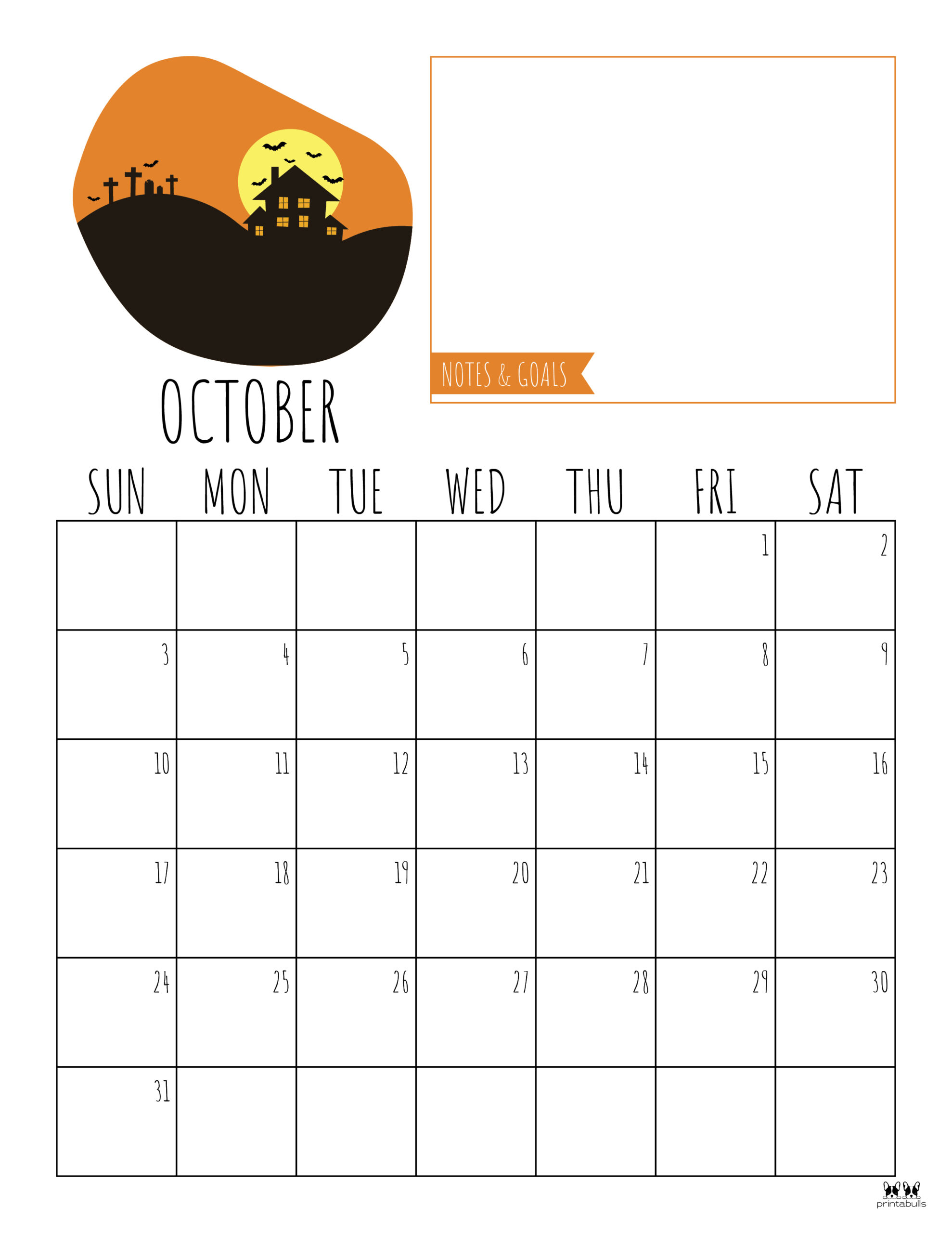 October 2021 Calendars - 15 FREE Printables | Printabulls