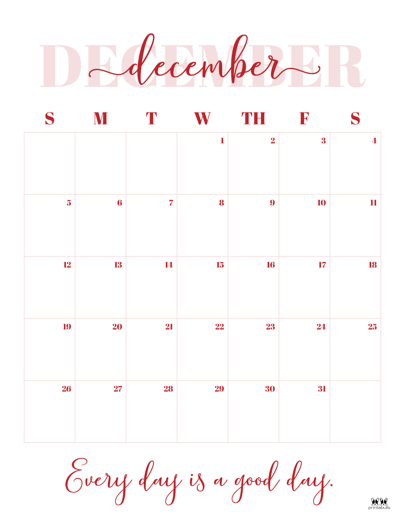December 2021 Calendars - 15 FREE Printables | Printabulls
