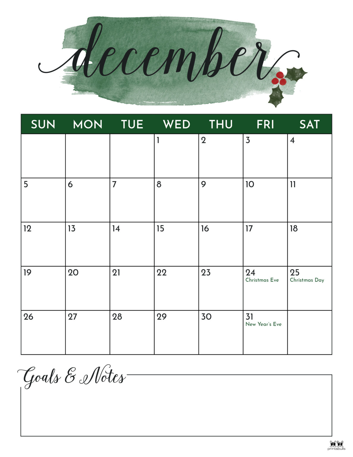 December 2021 Calendars - 15 FREE Printables | Printabulls