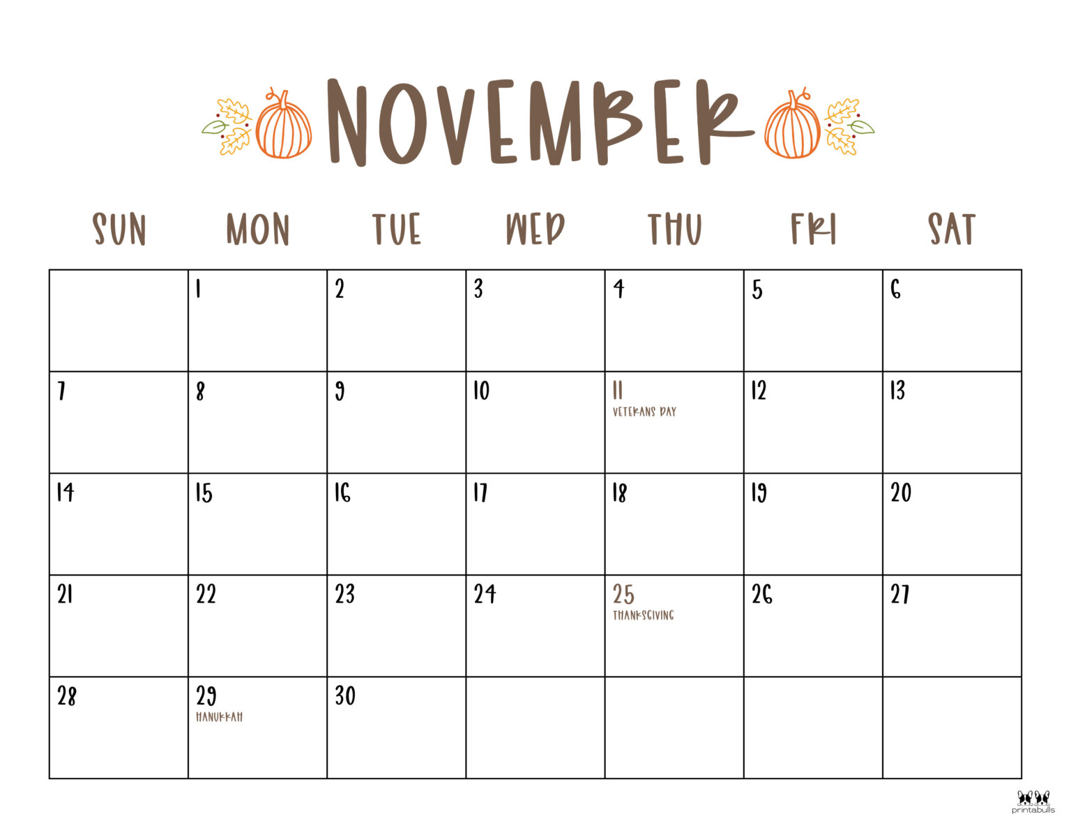 November 2021 Calendars - 15 FREE Printables | Printabulls