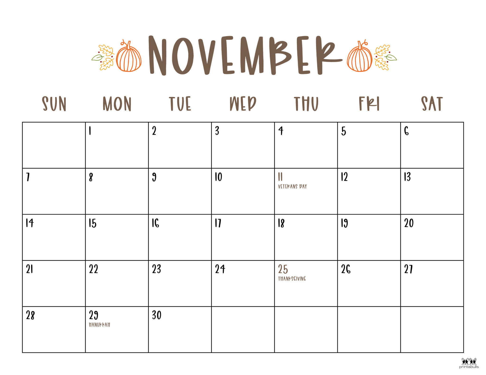 November 2021 Calendars - 15 FREE Printables | Printabulls
