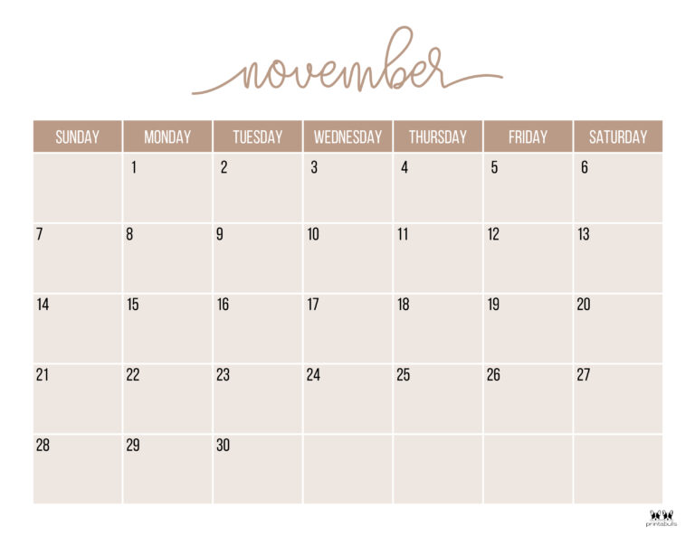 November 2021 Calendars - 15 FREE Printables | Printabulls