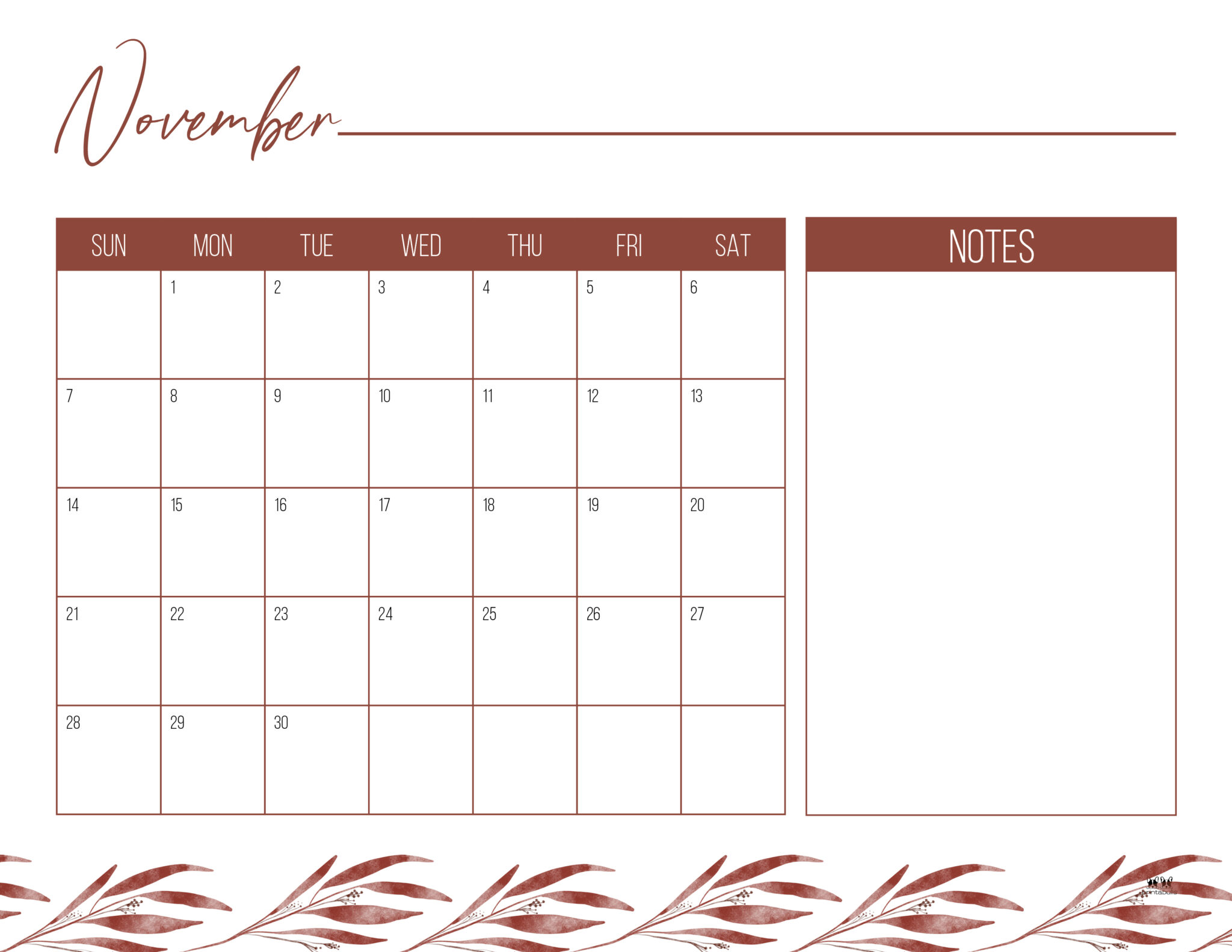 November 2021 Calendars - 15 FREE Printables | Printabulls