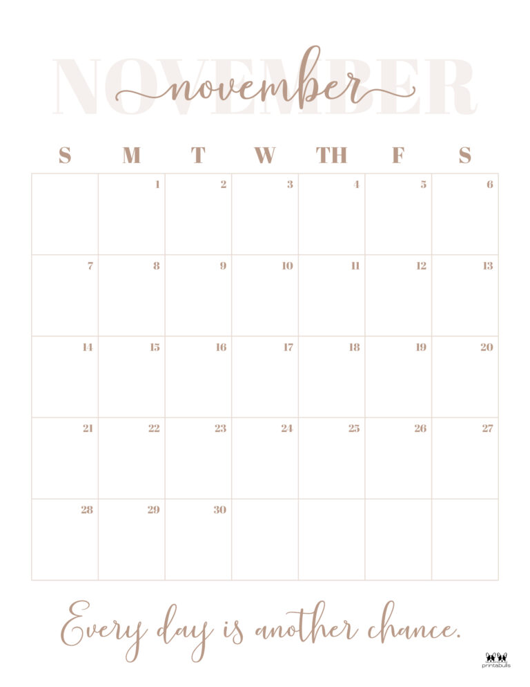 November 2021 Calendars - 15 FREE Printables | Printabulls
