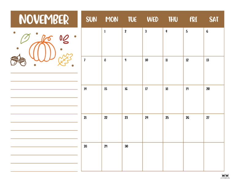 November 2021 Calendars - 15 FREE Printables | Printabulls