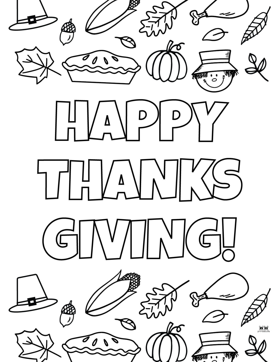 Happy Thanksgiving Coloring Pages - 20 FREE Printables | Printabulls