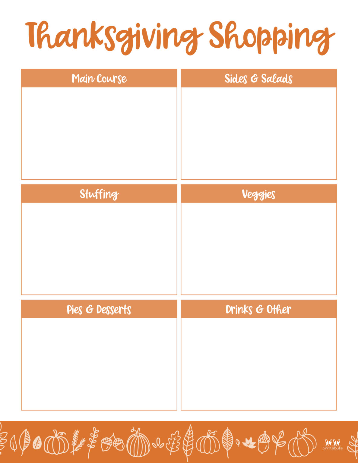 Thanksgiving Shopping Lists & Checklists - 30 FREE Printables | Printabulls