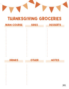 Thanksgiving Shopping Lists & Checklists - 30 FREE Printables | Printabulls