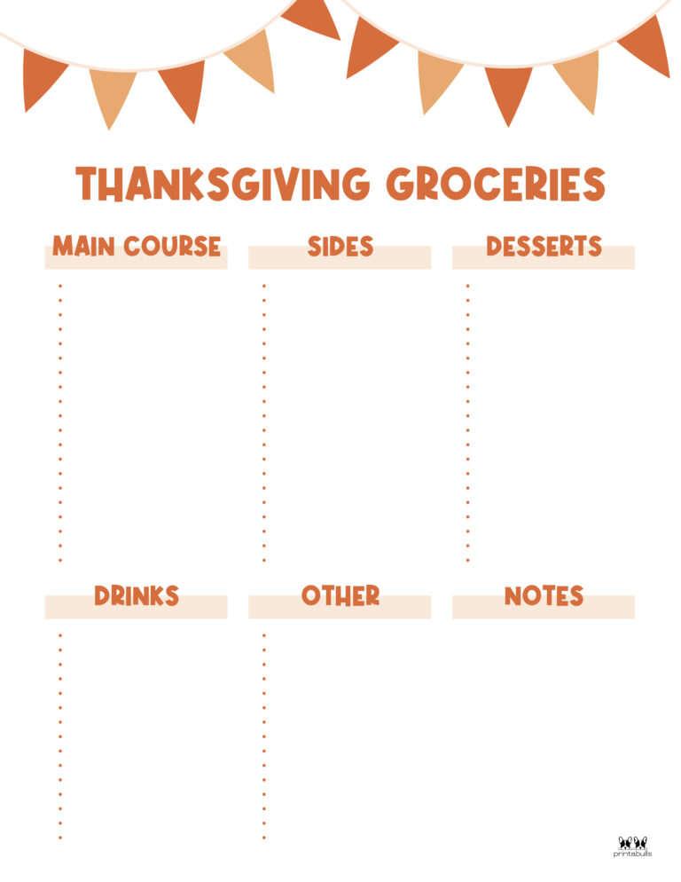 Thanksgiving Shopping Lists & Checklists - 30 FREE Printables | Printabulls