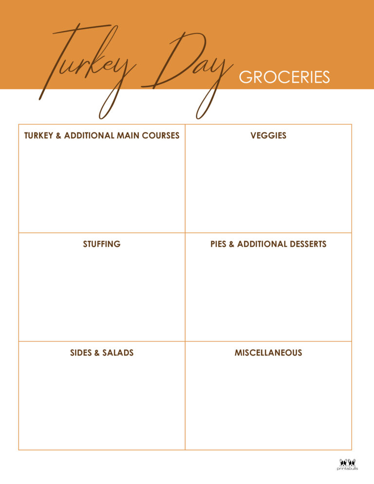 Thanksgiving Shopping Lists & Checklists - 30 FREE Printables | Printabulls