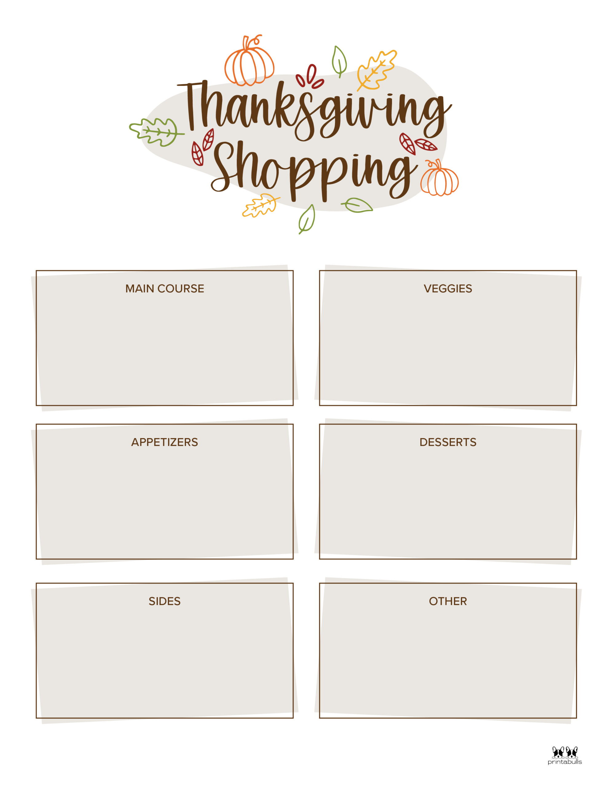 Thanksgiving Shopping Lists & Checklists - 30 FREE Printables | Printabulls