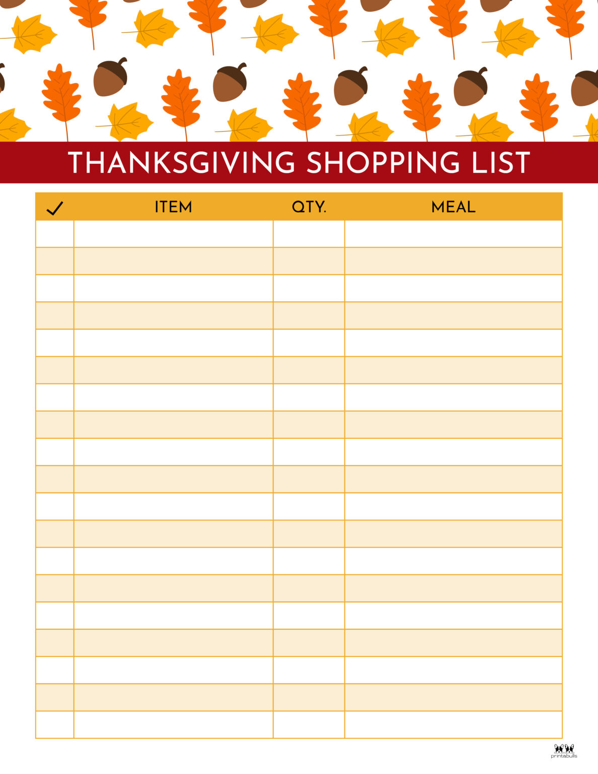 Thanksgiving Shopping Lists & Checklists - 30 FREE Printables | Printabulls