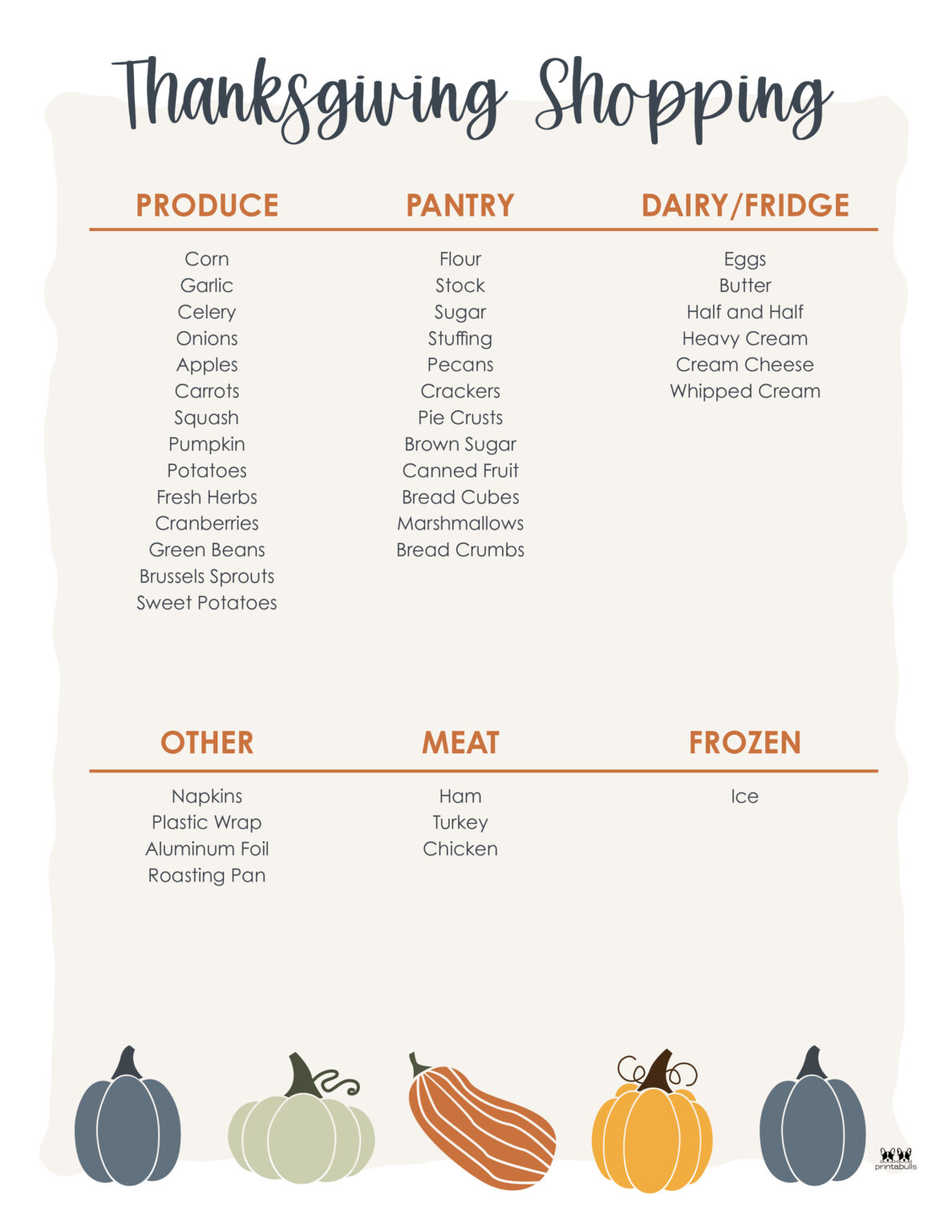 Thanksgiving Shopping Lists & Checklists - 30 FREE Printables | Printabulls