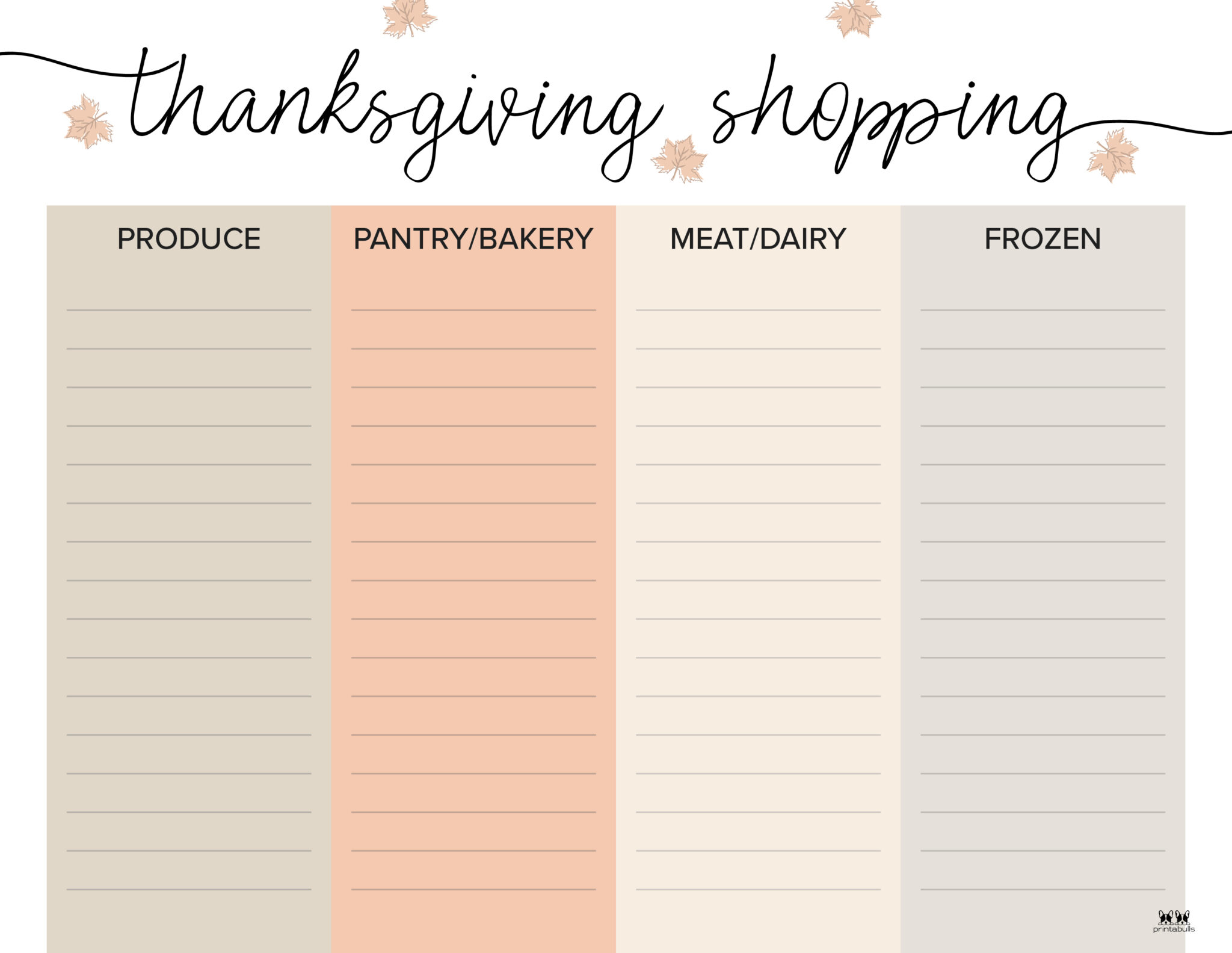 Thanksgiving Shopping Lists & Checklists - 30 FREE Printables | Printabulls
