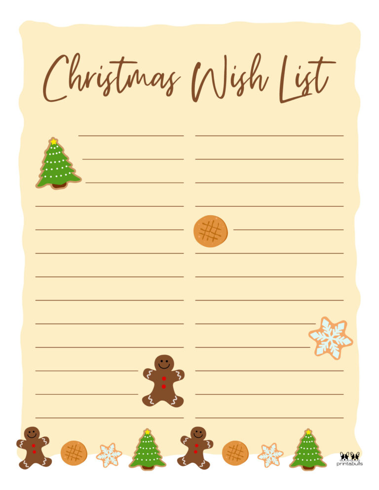 Printable Christmas Lists - 50 FREE Printables | Printabulls