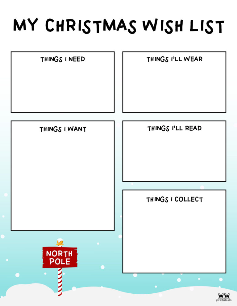Printable Christmas Lists - 50 FREE Printables | Printabulls