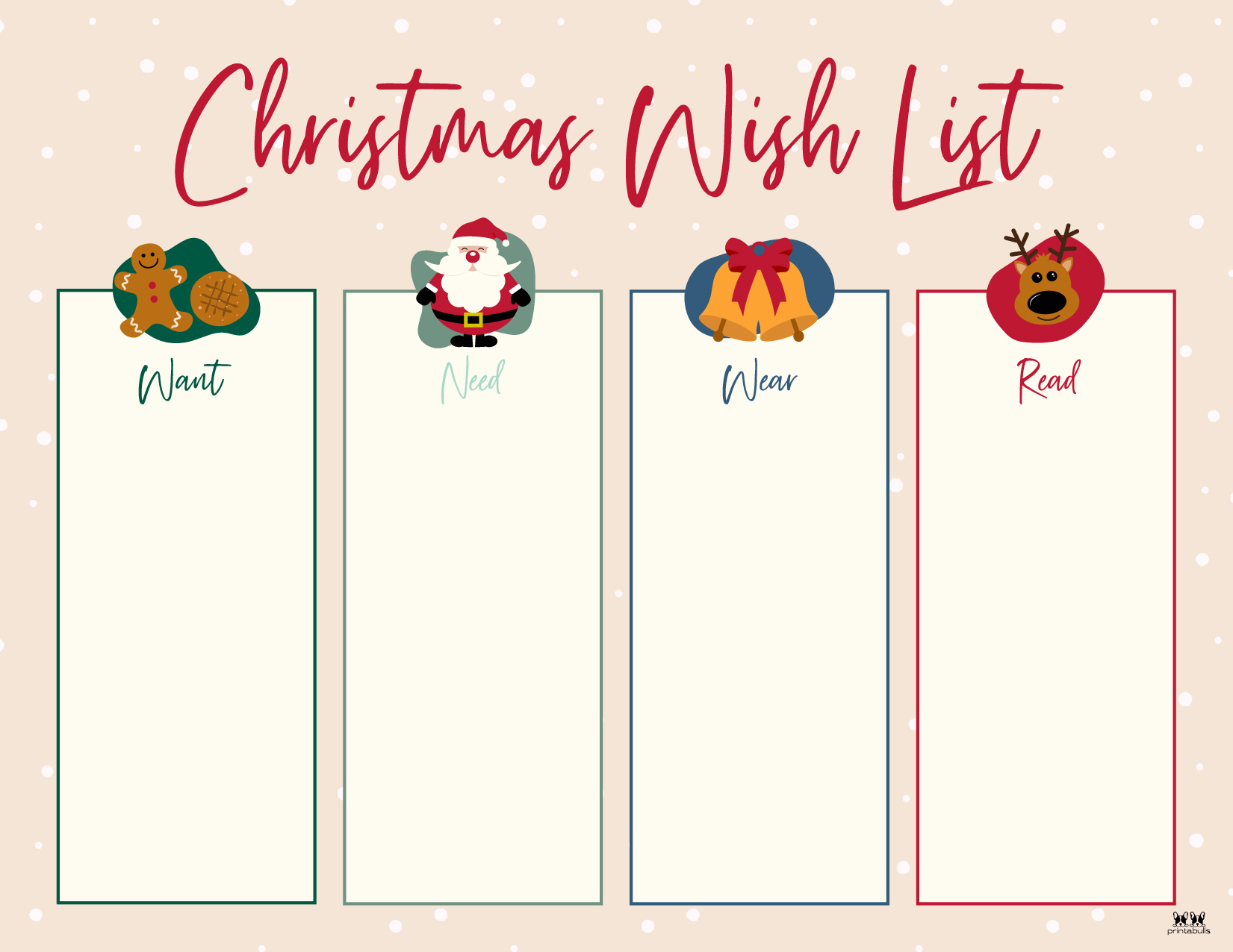 Printable Christmas Lists - 50 FREE Printables | Printabulls