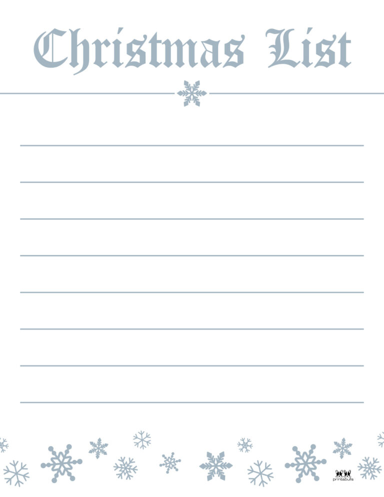 Printable Christmas Lists - 50 FREE Printables | Printabulls