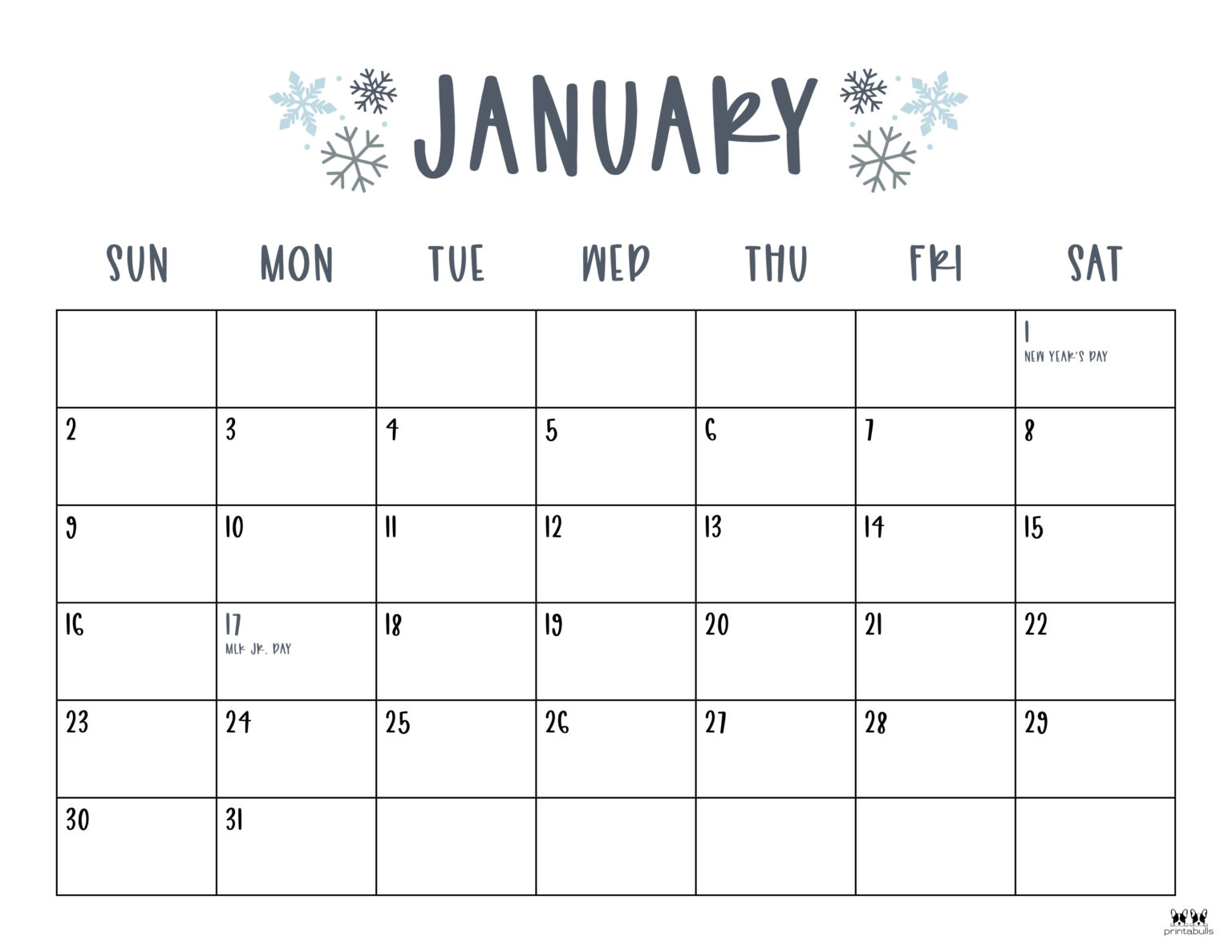 January 2022 Calendars - 15 FREE Printables | Printabulls