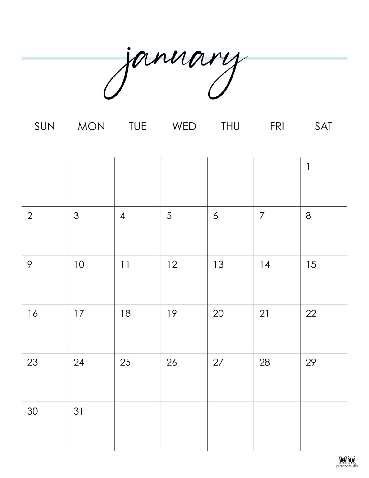 January 2022 Calendars - 15 FREE Printables | Printabulls