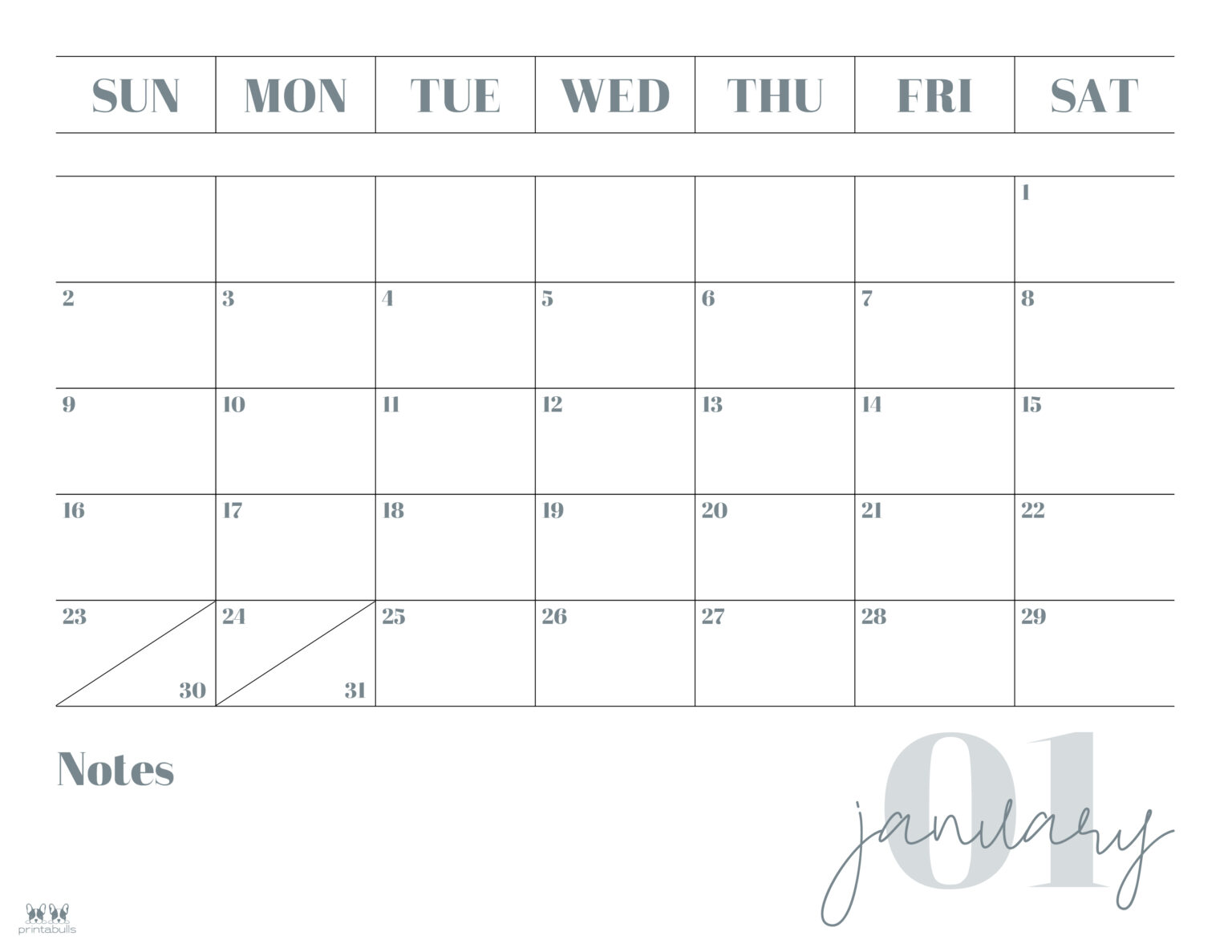 January 2022 Calendars - 15 FREE Printables | Printabulls