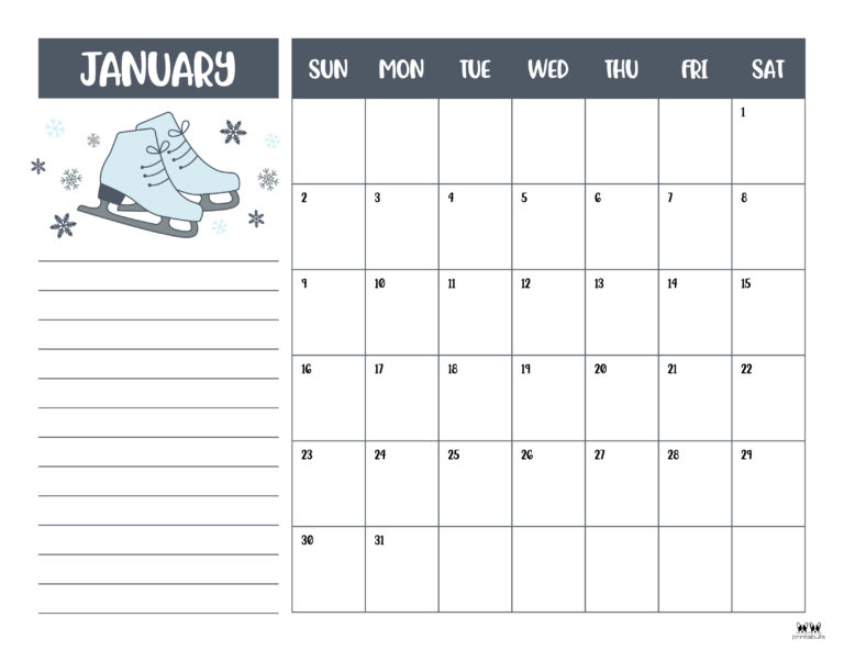 January 2022 Calendars - 15 FREE Printables | Printabulls