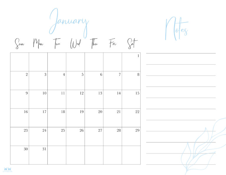 January 2022 Calendars - 15 FREE Printables | Printabulls
