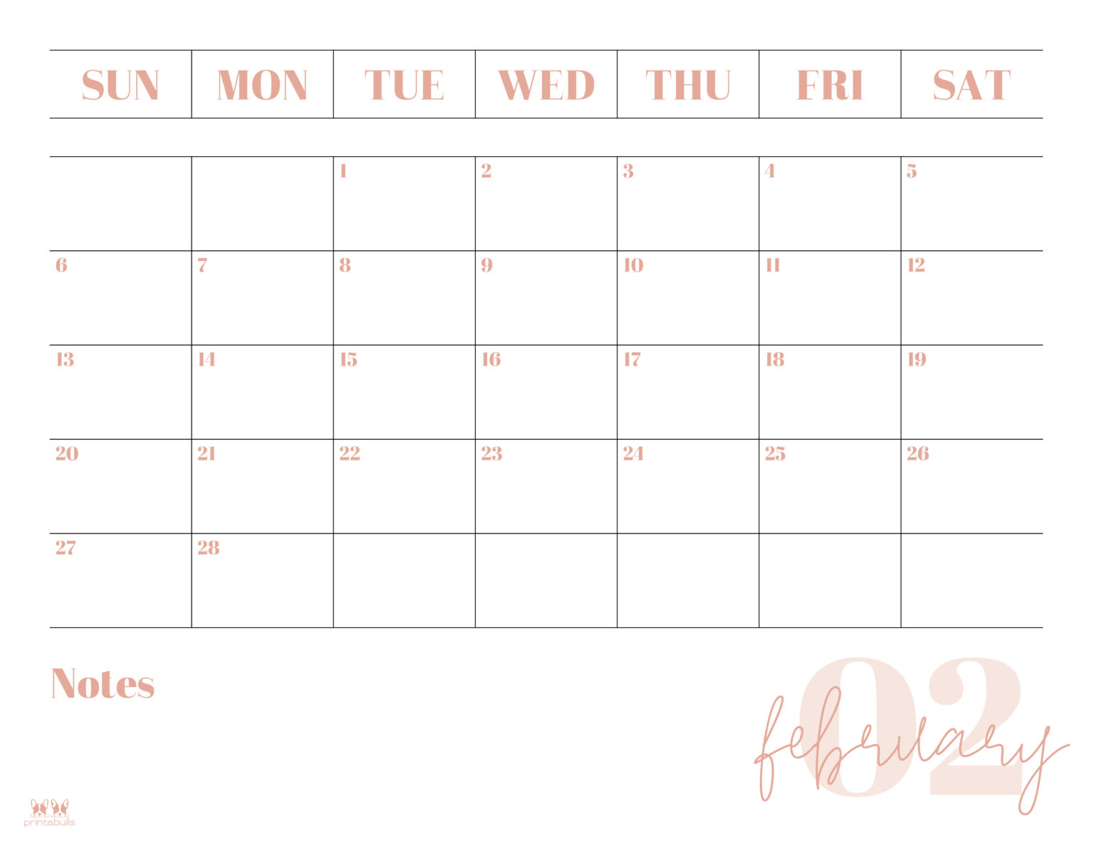 February 2022 Calendars - 15 FREE Printables | Printabulls
