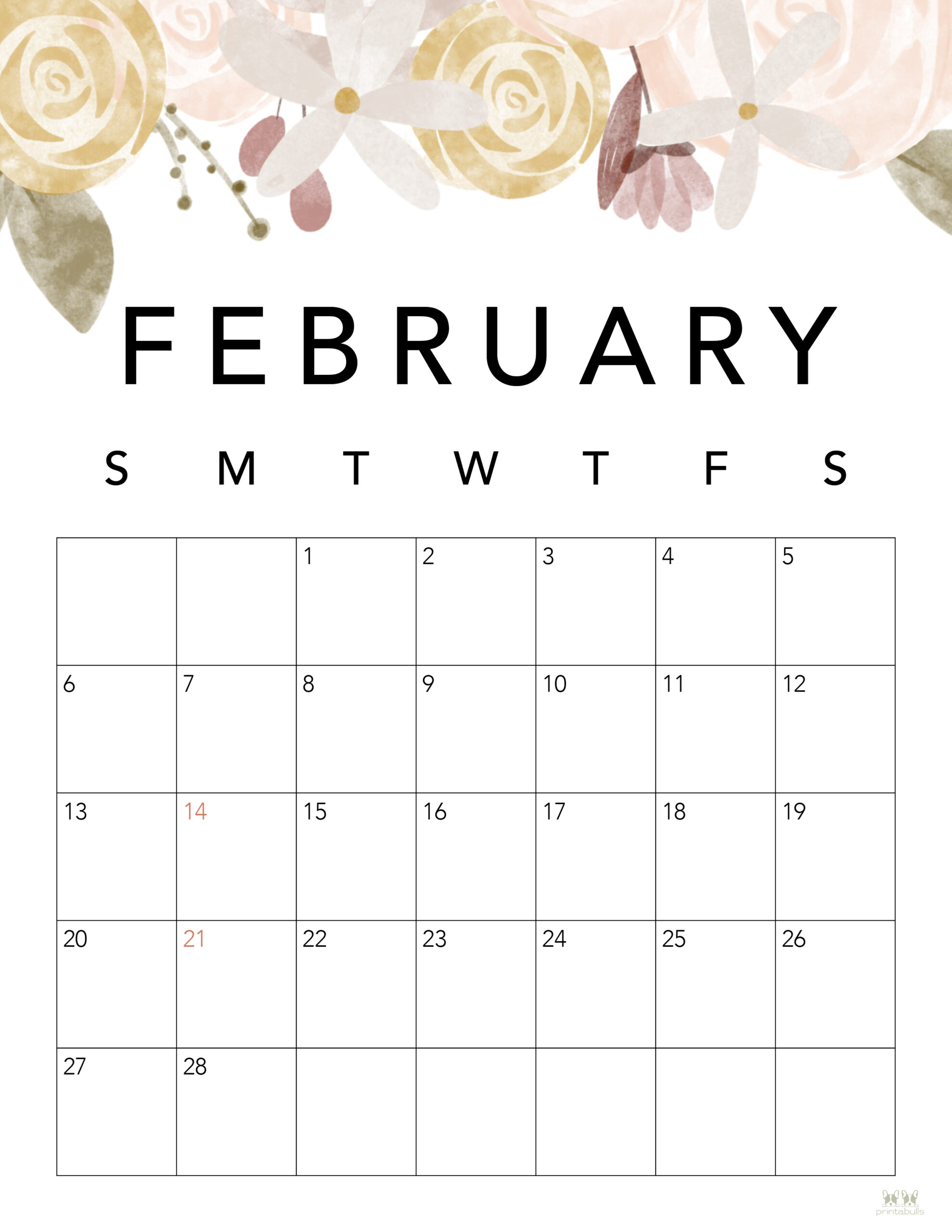 February 2022 Calendars - 15 FREE Printables | Printabulls